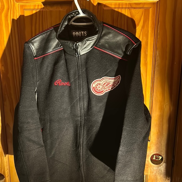 Roots | Jackets & Coats | Roots Detroit Red Wings Jacket Leather Wool ...